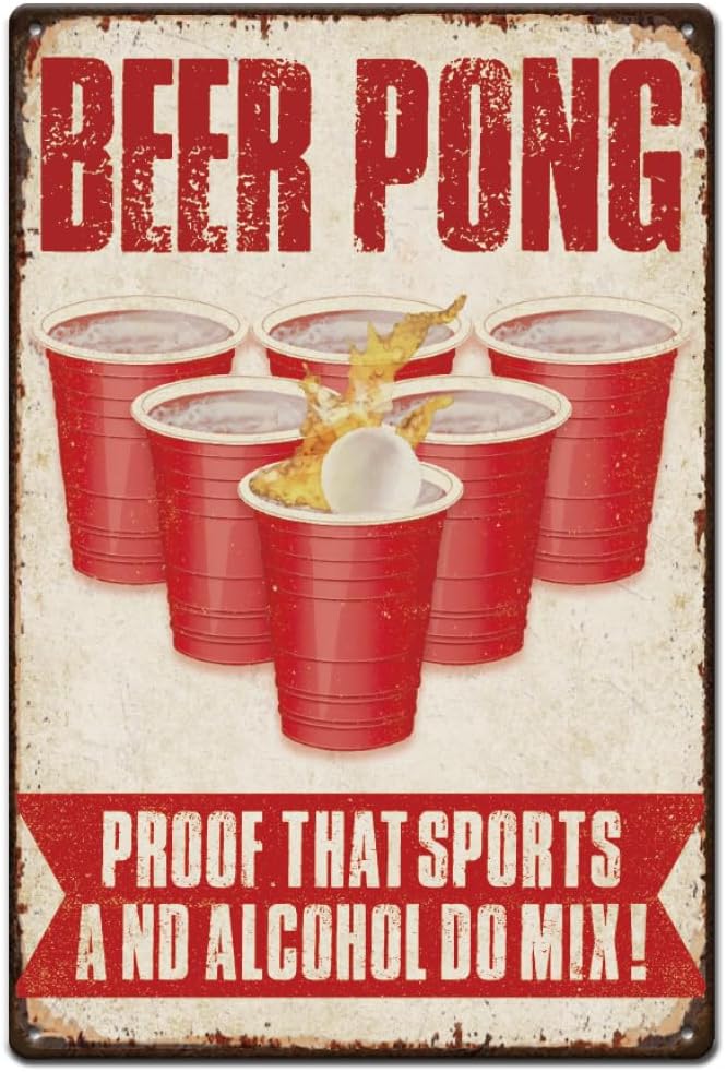 Amazon.com: SUPERDANT Beer Pong Tin Sign Proof that Sports and Alcohol ...