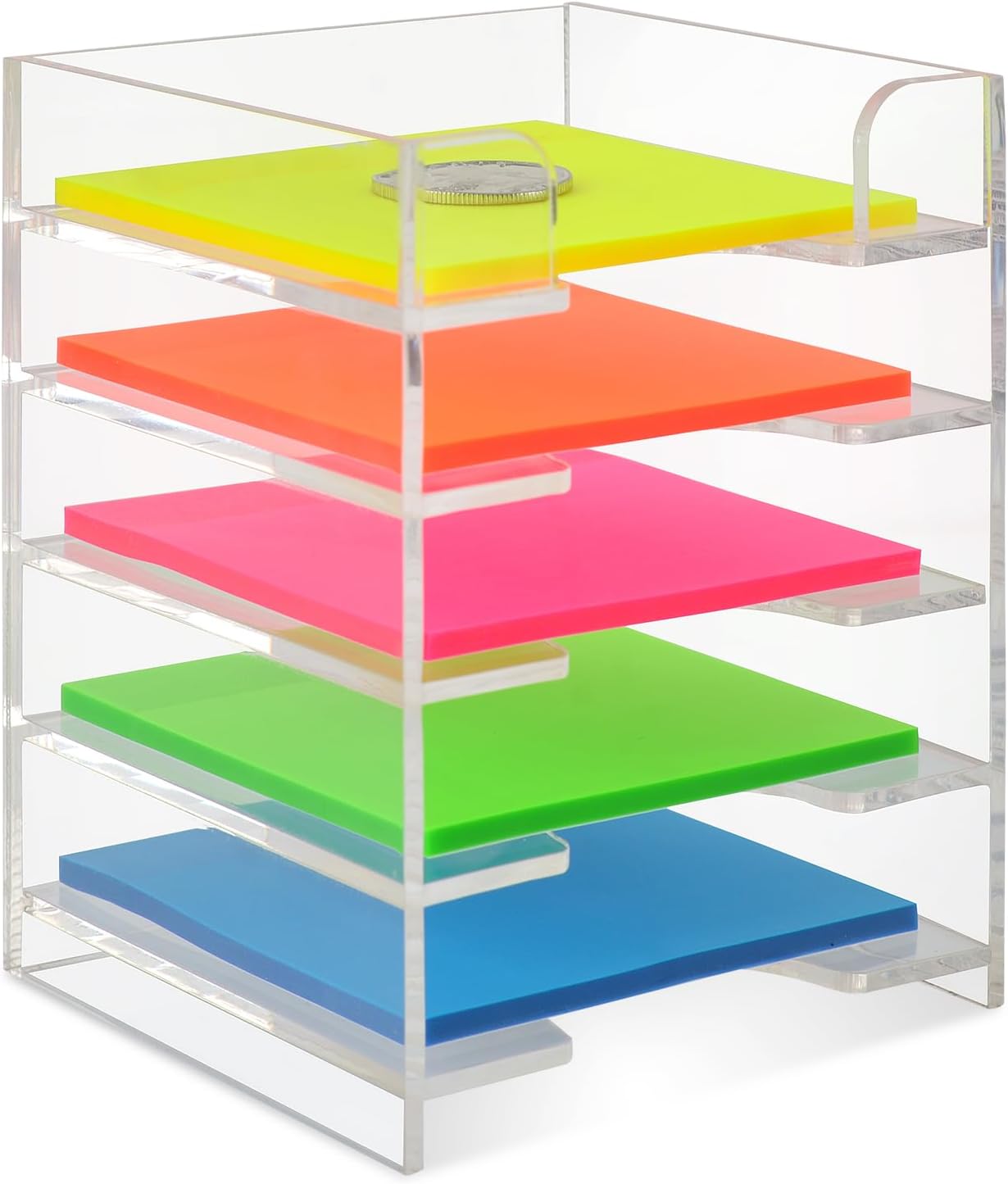 Amazon.com : 3x3 Inch Acrylic Sticky Note Holder For Desk Colorful ...