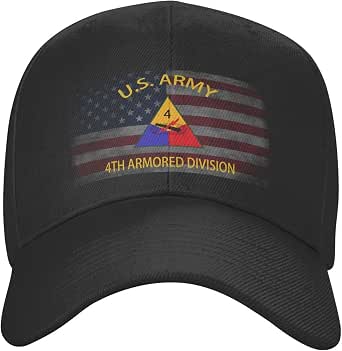 US Army 4th Armored Division Veteran Hat Unisex Dad Truck Casual Hat ...