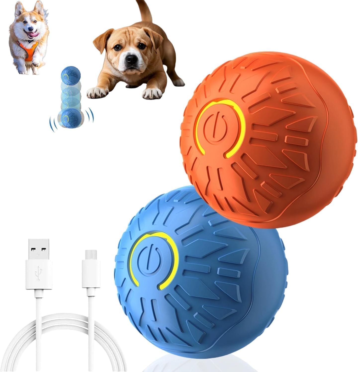 Pet Supplies : 2 Pcs Interactive Dog Toys Dog Ball 2025 New Vibrating ...