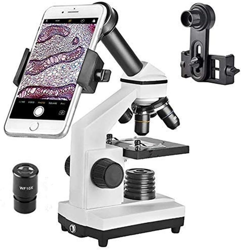 Amazon.com: Microscope 40X-640X Optical Glass Lens All-Metal LED ...