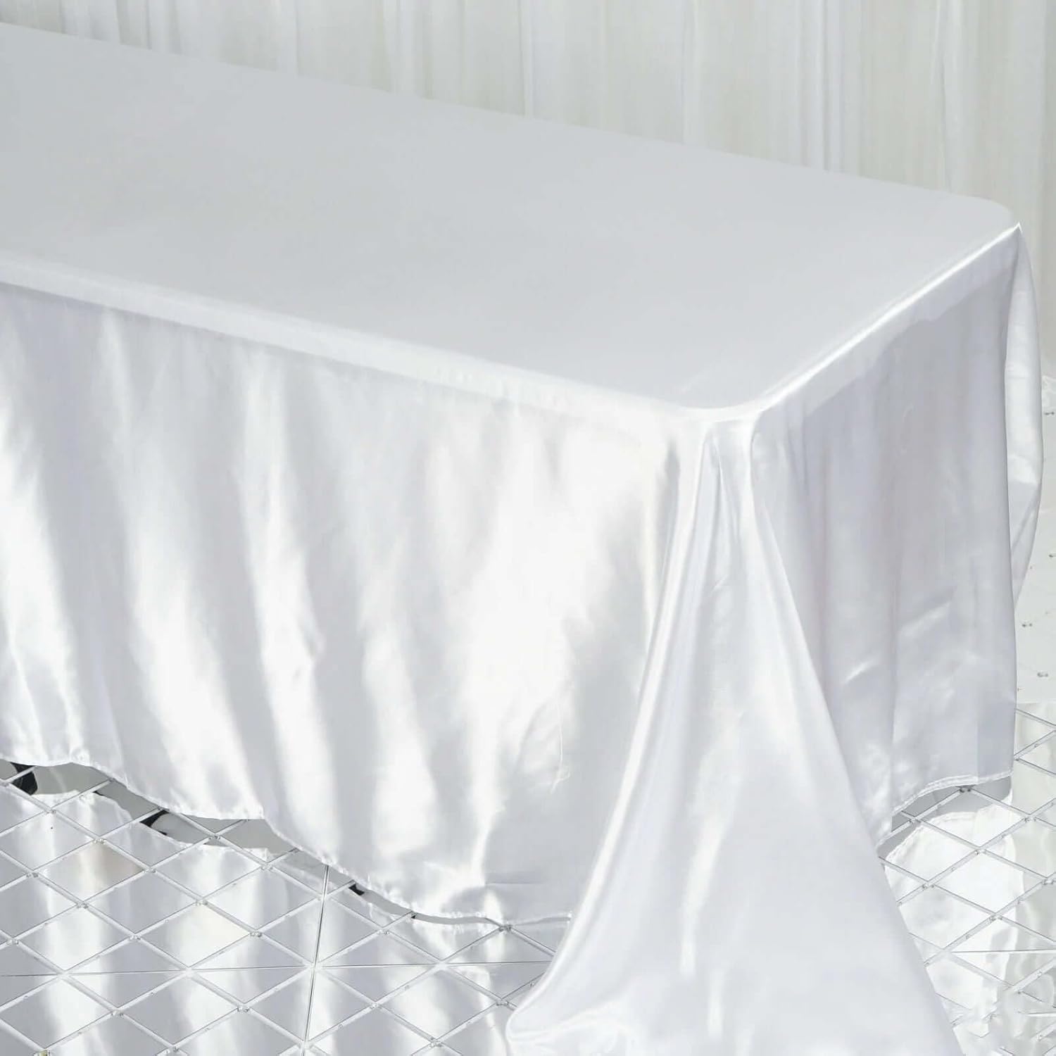 Amazon.com: Efavormart Rectangle Satin Tablecloth, 90"x132" Smooth ...