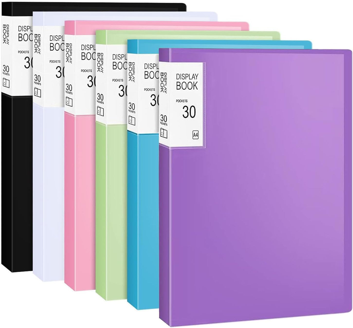 Goysen 6 Pack A4 Display Book 30 Pockets, A4 Display Folder with ...