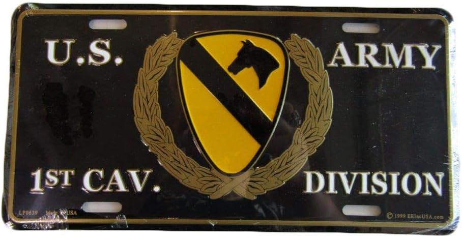 Amazon.com: Black Cavalry License Plate United States U.S. Army 1st ...