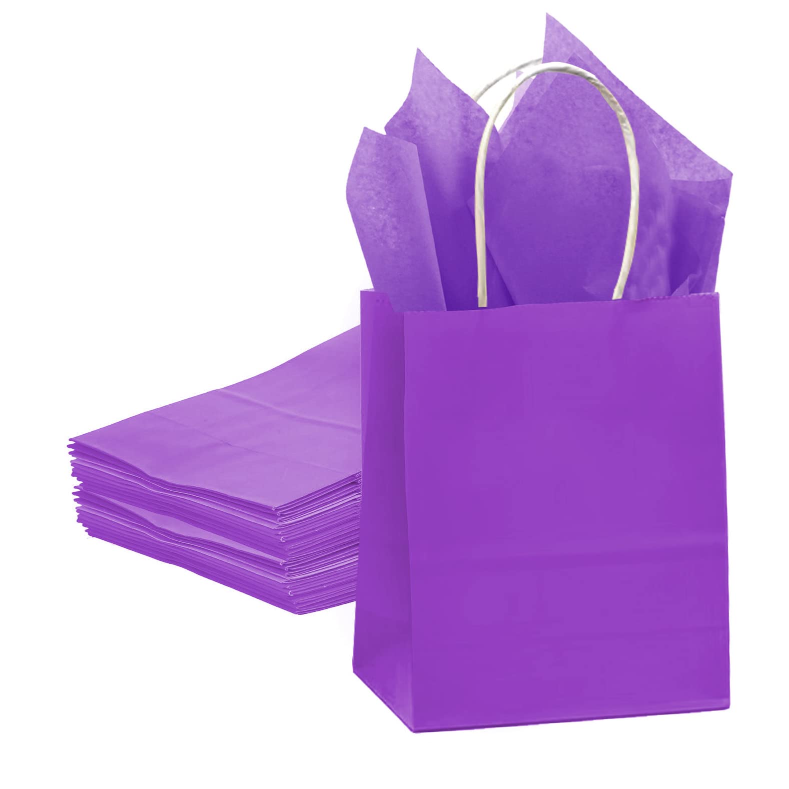 TIMBLESSING 24 purple Bulk Kraft Party Gift Bags With 24 Sheets of ...