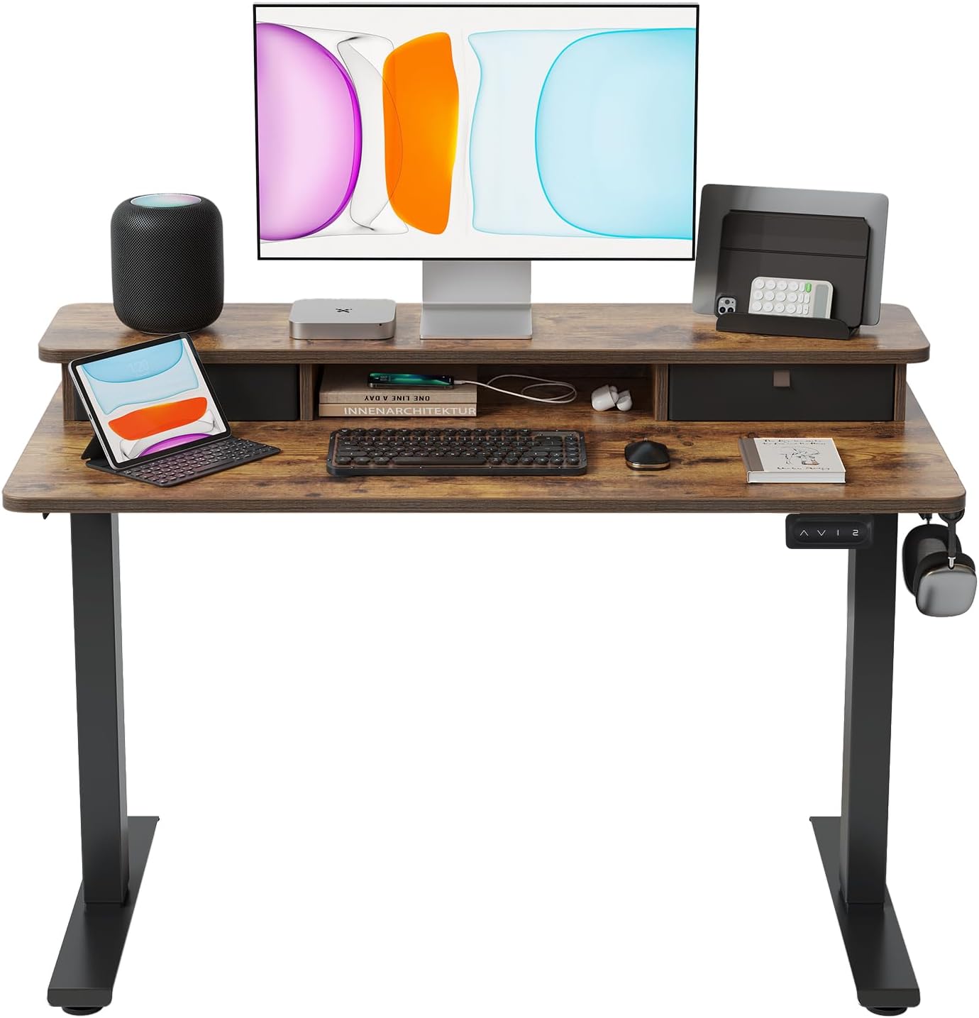 Amazon.com: INNOVAR Whole-Piece Standing Desk with Drawers, 55 x 24 ...