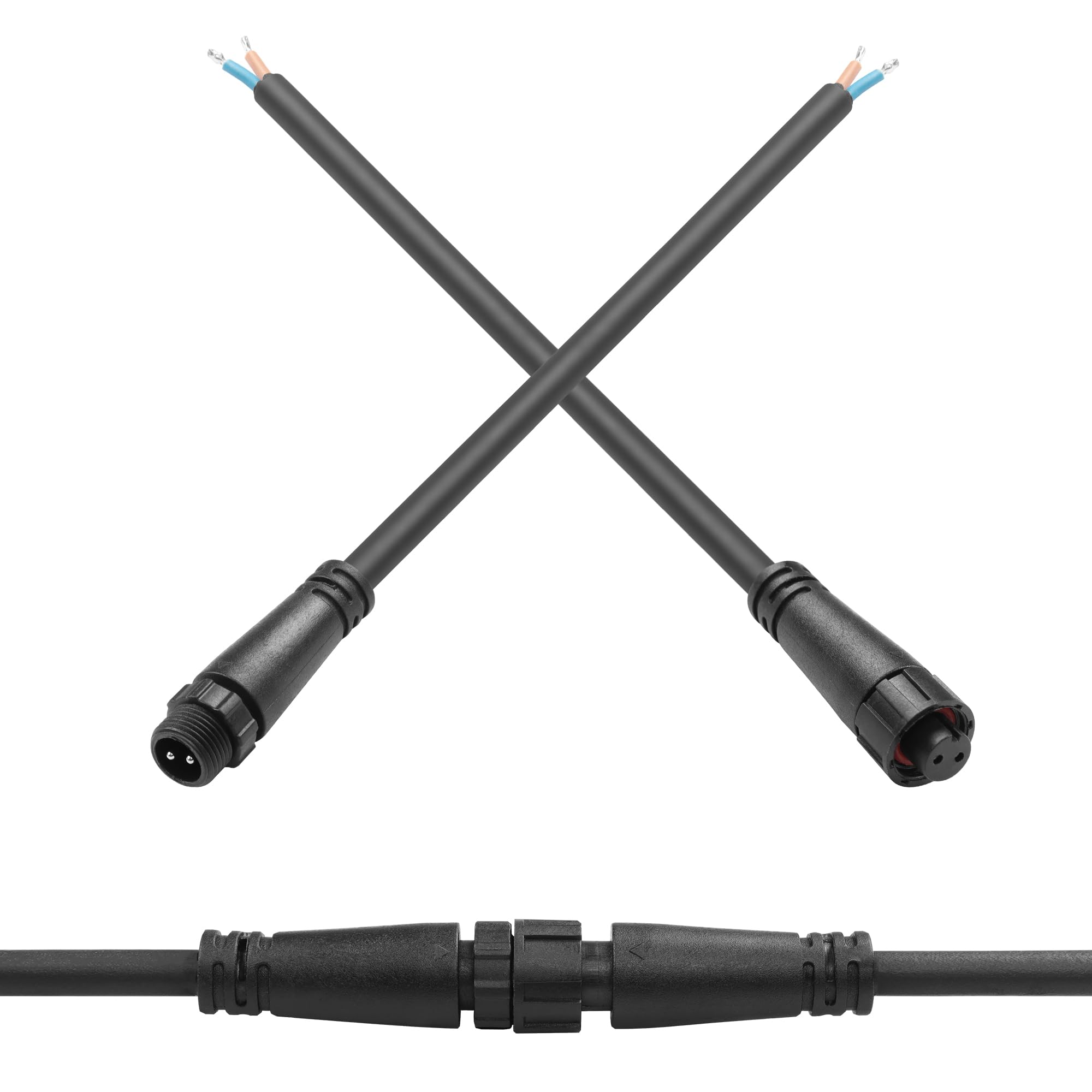 SinLoon 2 Wire Waterproof Connector Pigtail Cable Small Size M12 2 Pin ...