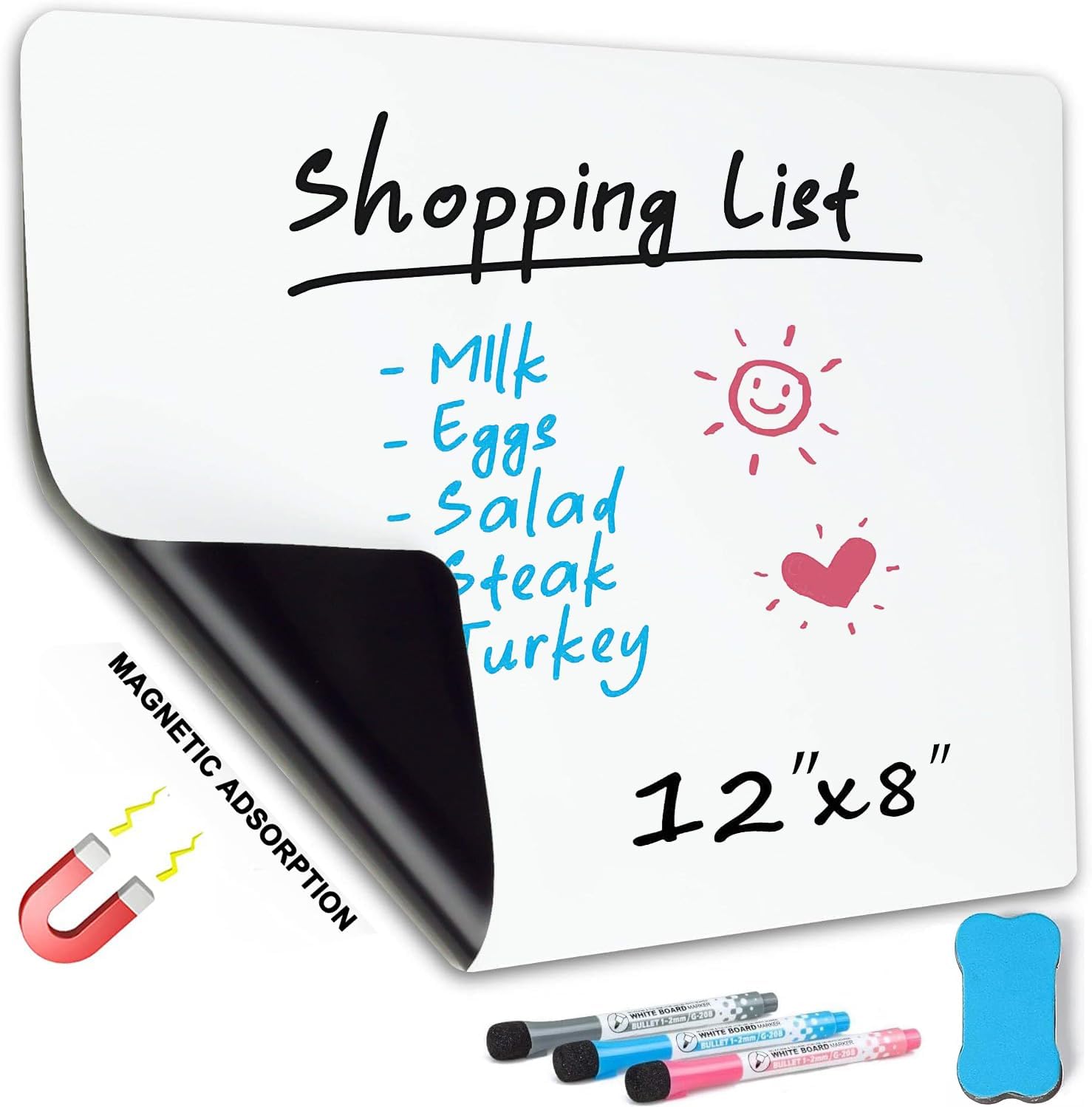 16” X 12” Whiteboard Magnetic Dry Erase Board Self Adhesive for Any ...