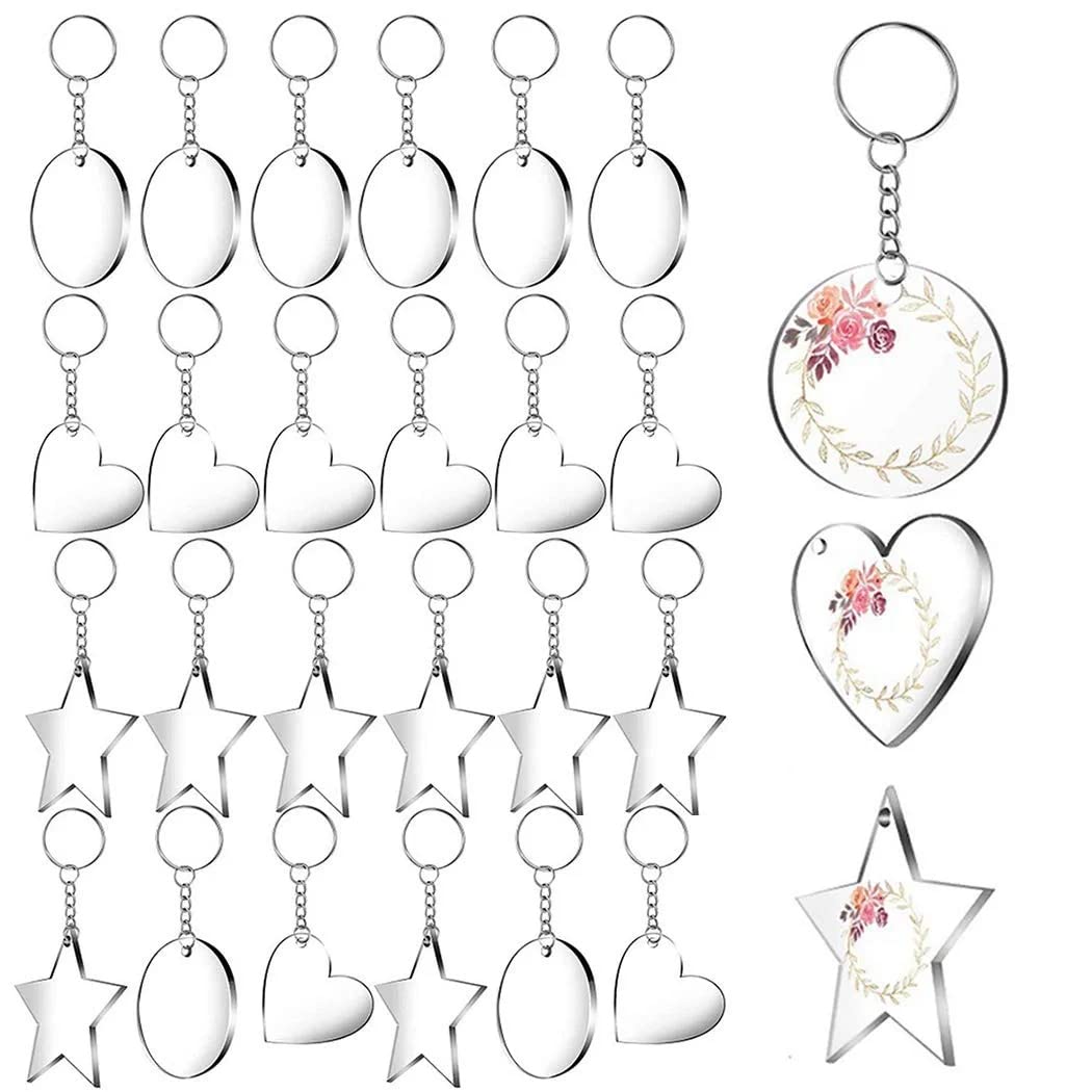 UPHAARFIESTA Acrylic Mixed Shape (Heart,Star,Round) Keychain Blanks ...