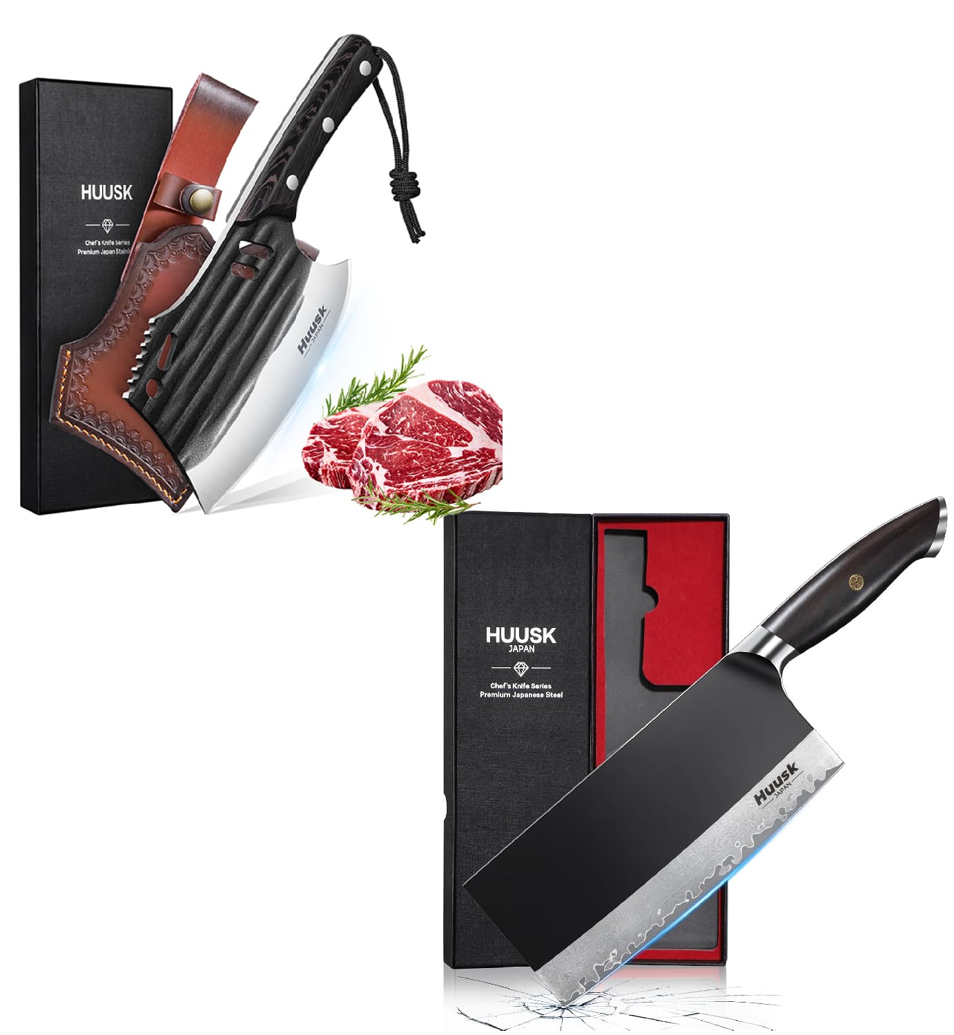 Amazon.com: Huusk Butcher Knife for Meat Cutting, 7.5 inch Meat Cleaver ...