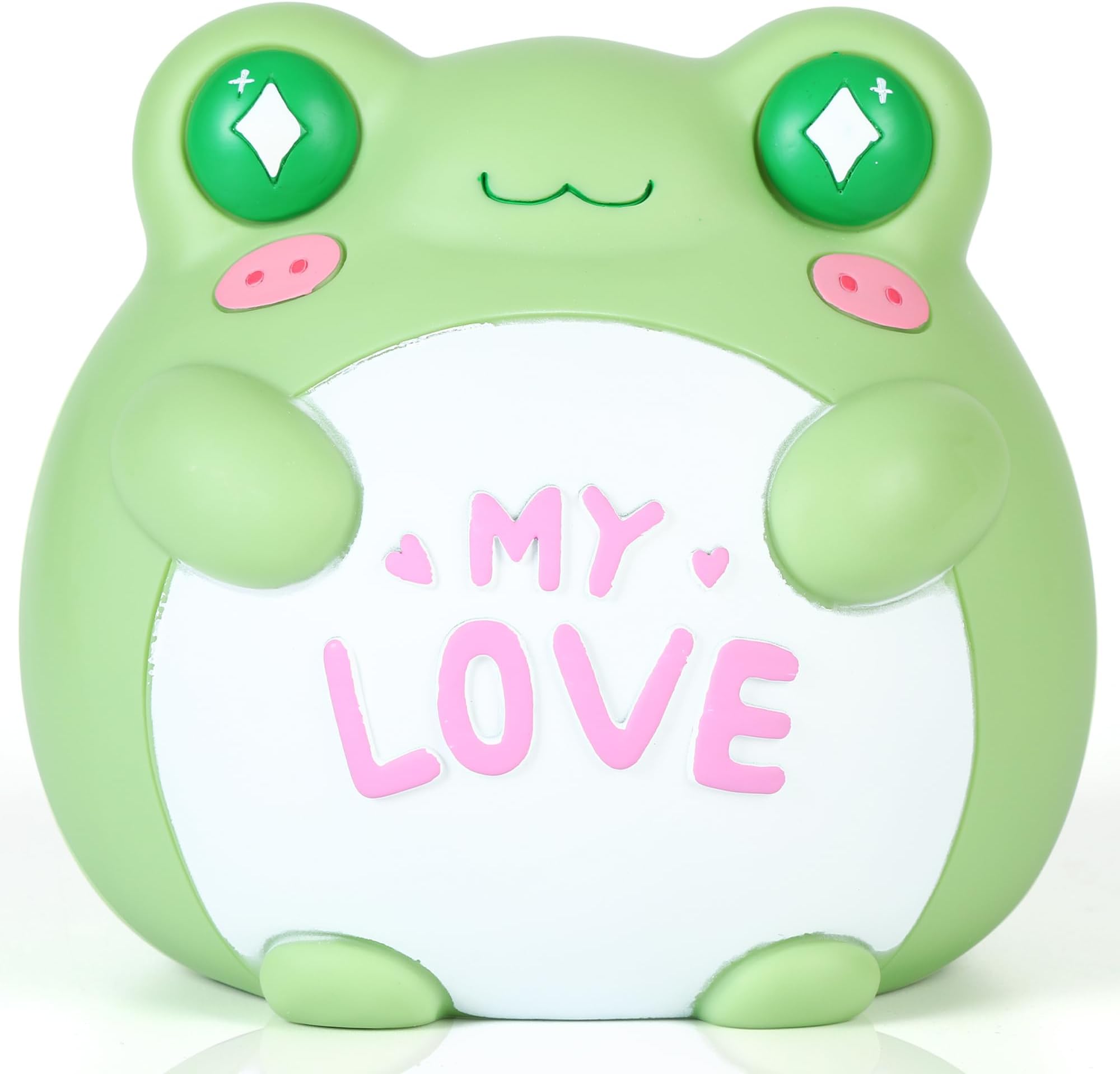 Amazon.com: Fine Porcelain Happy Green Frog Holding Pink Water Lily ...