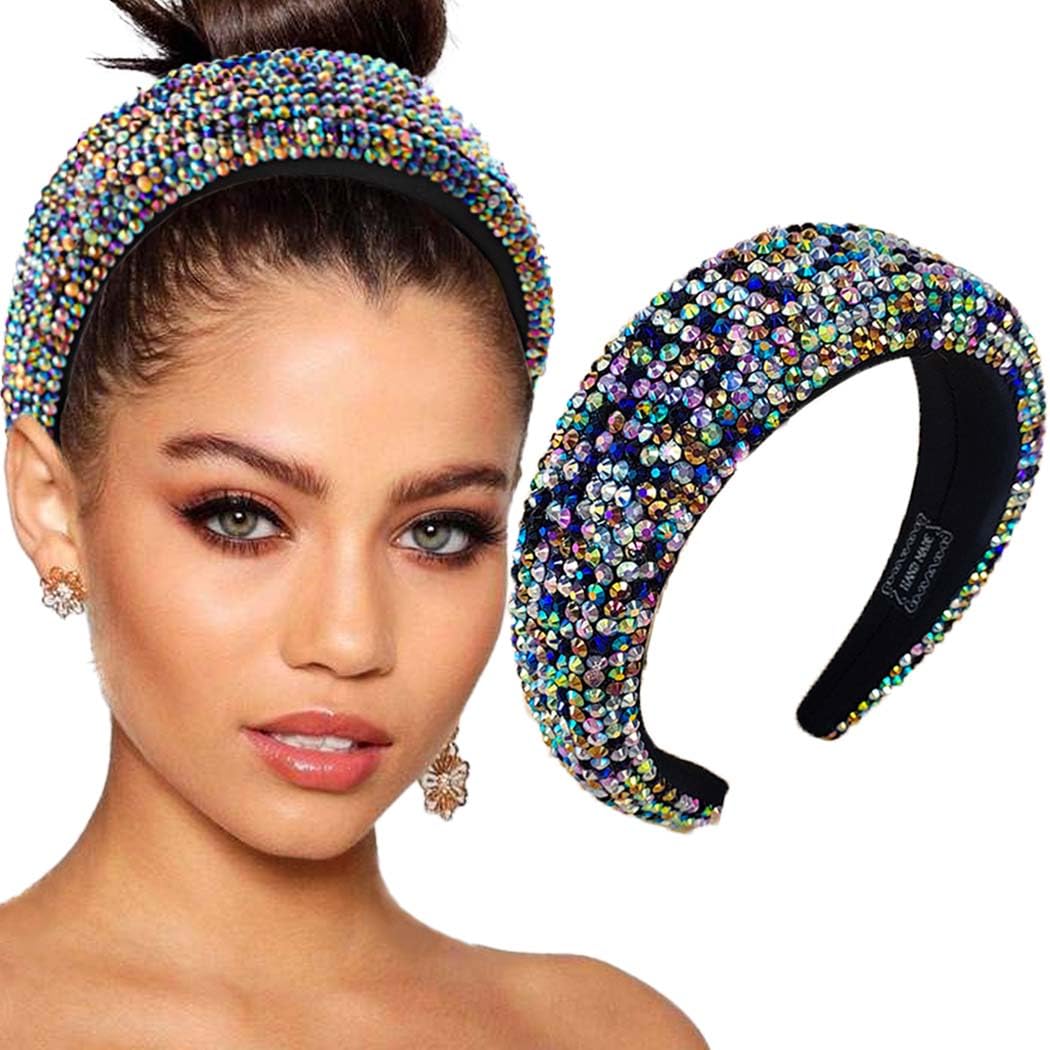 Amazon.com : Bouory Sparkly Rhinestone Headbands Padded Wide Hairband ...
