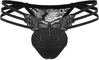 easyforever Sissy Panties for Men Butterfly Embroidery G string Underwear Girly Lingerie Pouch ...