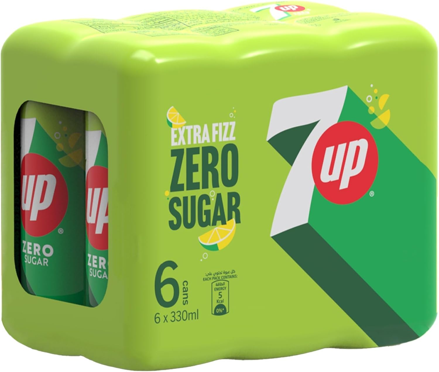 7UP Zero, Zesty Lemon & Lime Flavor, Zero Sugar, Can, 330ml Pack of 6 ...