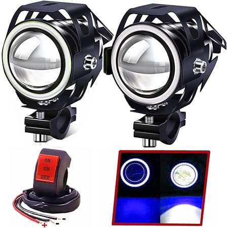 Amazon.com: 2X Motorcycle Halo Headlights with Switch ,Universal U7 ...