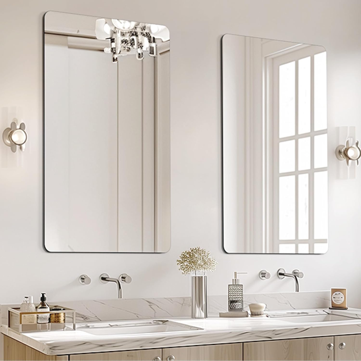 Amazon.com: USHOWER 2-Pack Frameless Bathroom Mirror 20X30 Inch ...