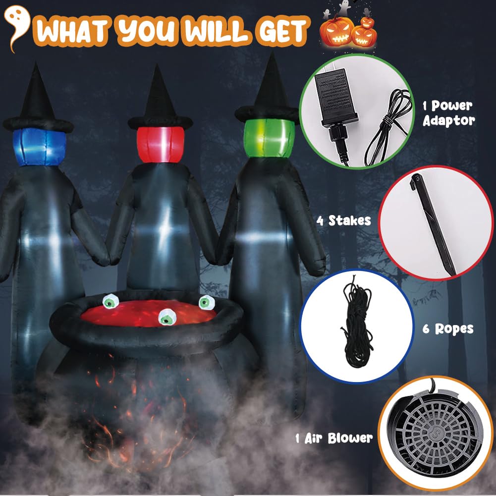 8.2Ft Halloween Decorations Inflatable Witch, 3 Spooky Inflatable ...