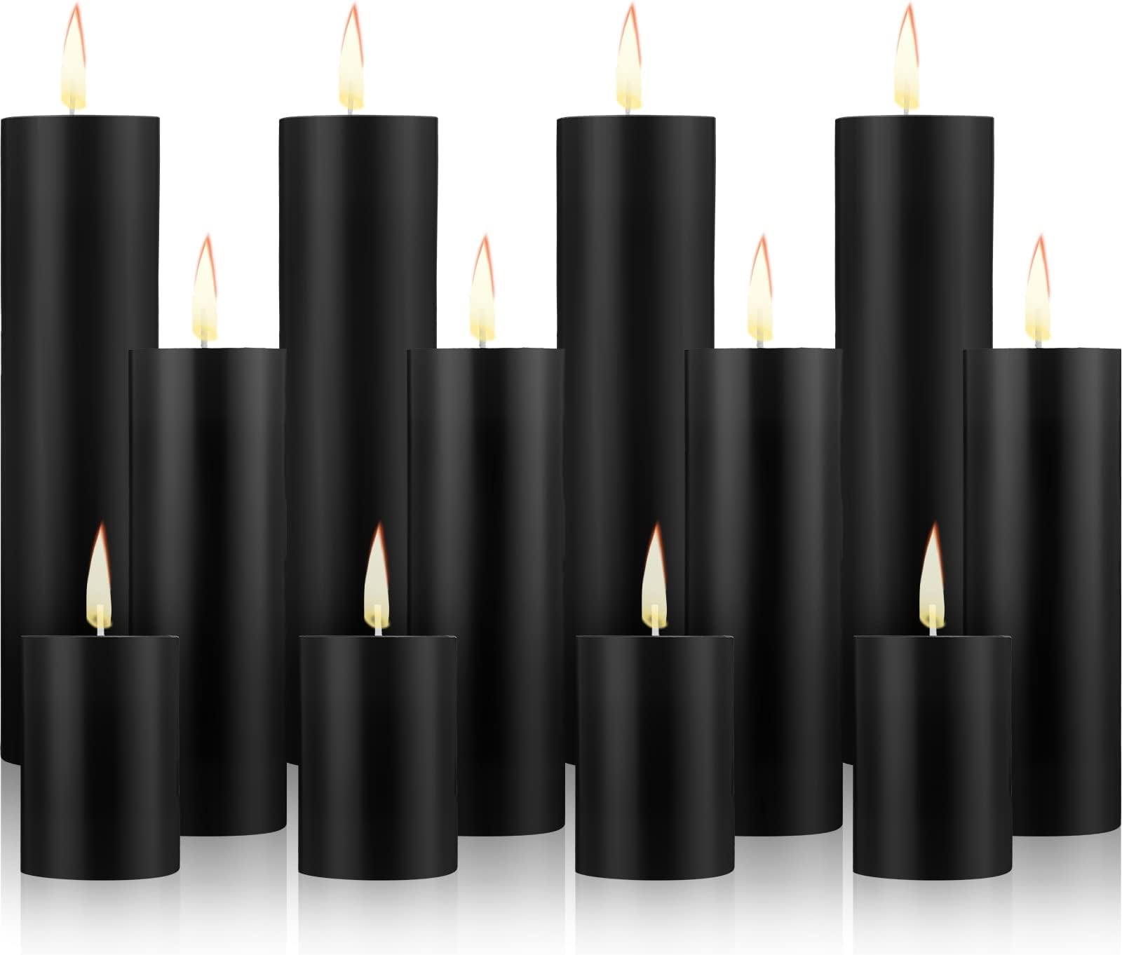 Amazon.com: Lounsweer 12 Pieces Christmas Pillar Candles Unscented ...