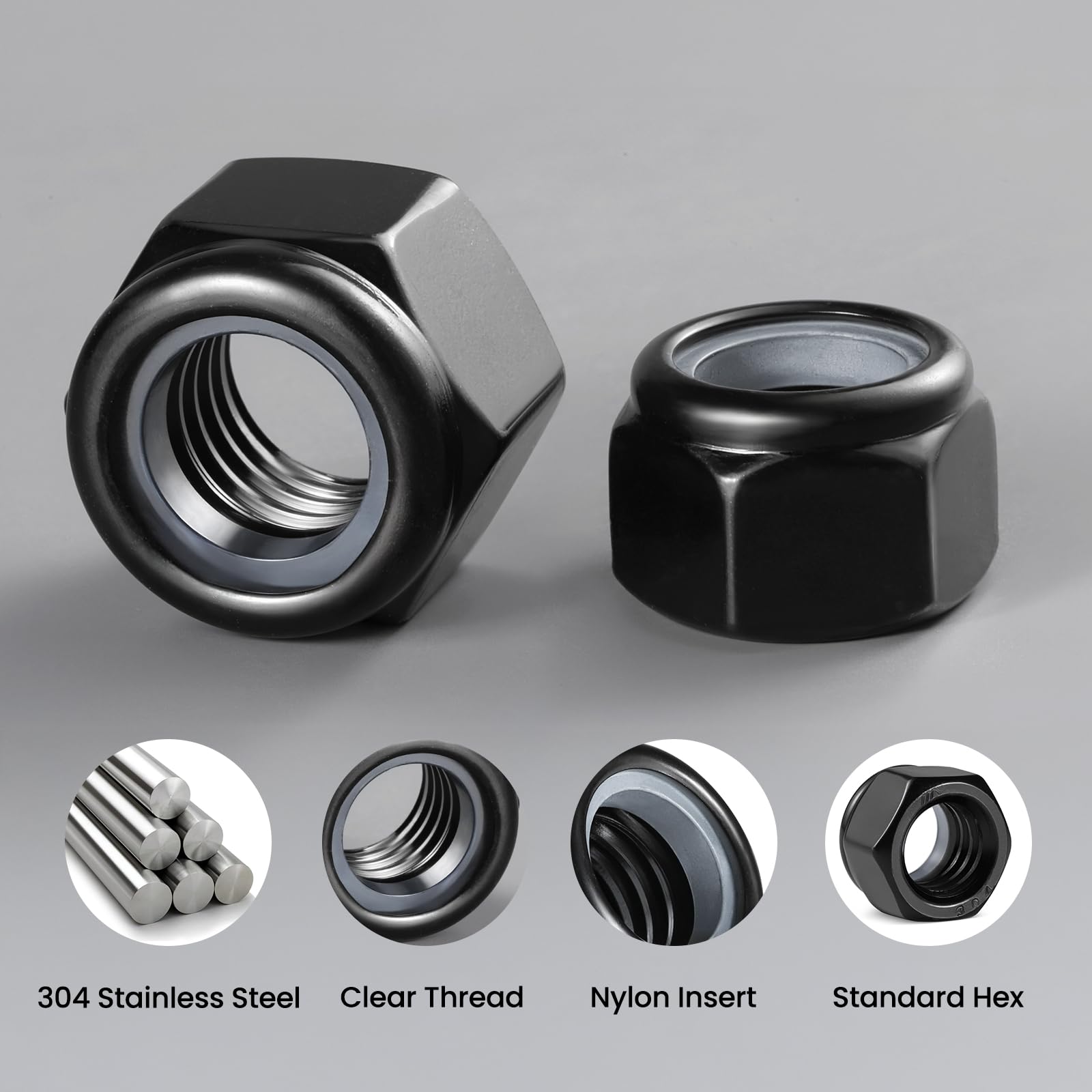 Snapklik.com : 10Pcs 1/2-13 Lock Nuts, Nylon Insert Locknuts 304 ...