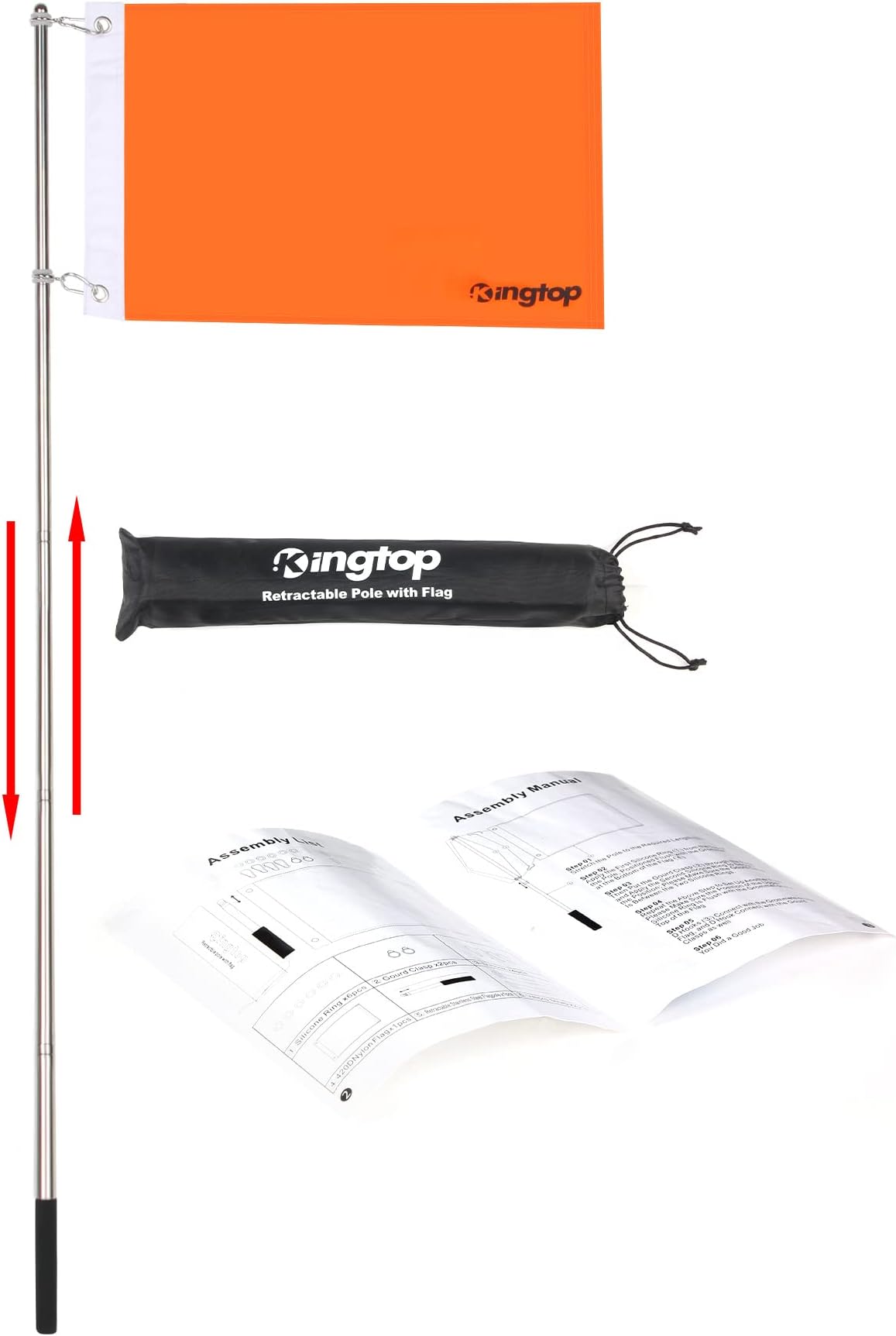 Amazon.com : Atv 10 Ft Tall Solid Orange Safety Flag with 2 Piece White ...