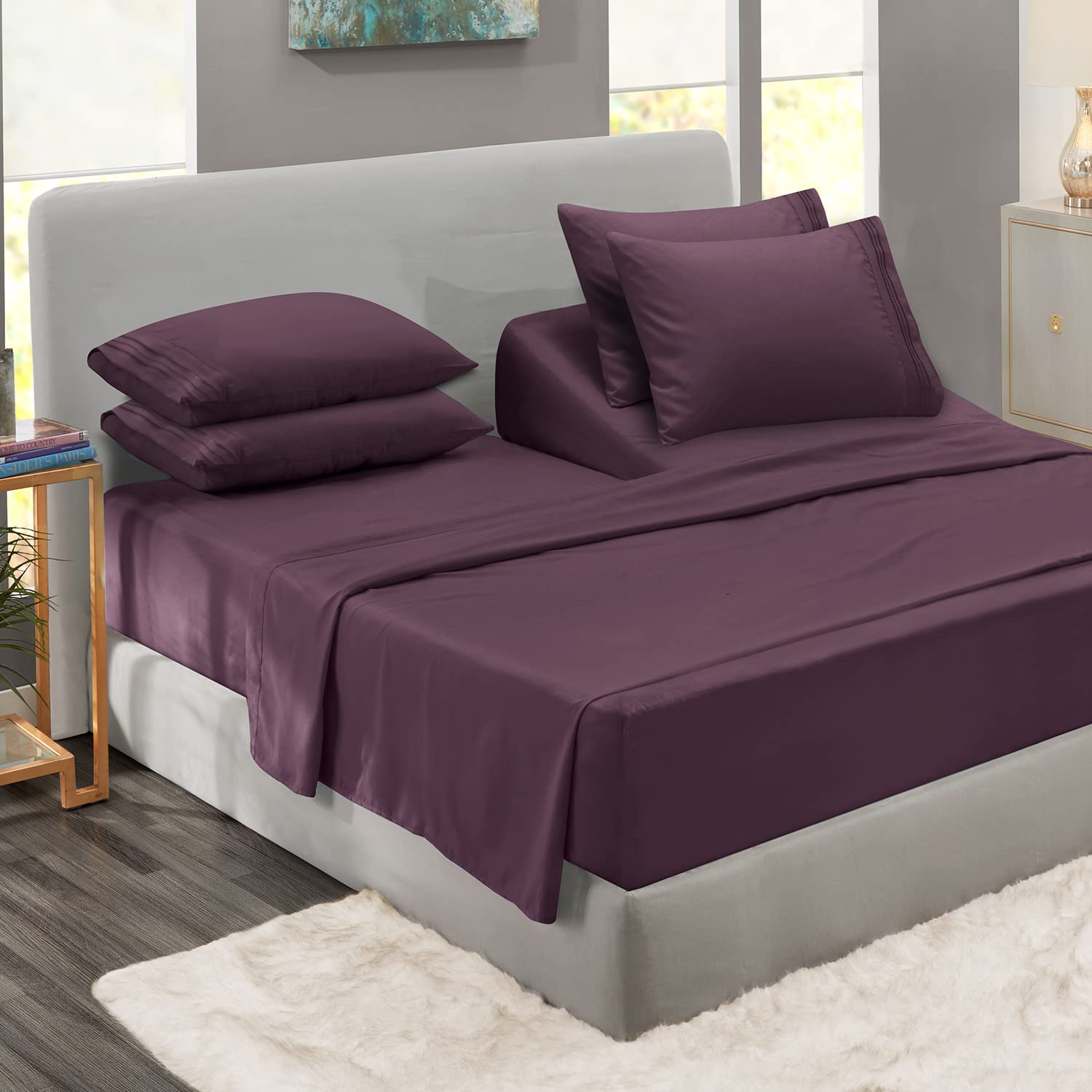 Amazon.com: Clara Clark Flex Top King Sheets, 6 Piece Set - Hotel ...