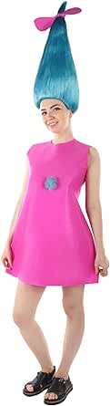 Amazon.com: HPO Women’s Halloween Pink and Blue Fuzzy Pop Troll Costume ...
