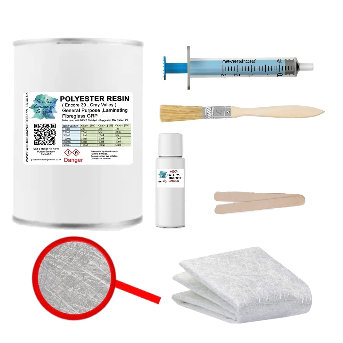 Fibreglass Repair Kit 250g - Resin,Hardener & Fibreglass - Supplied ...