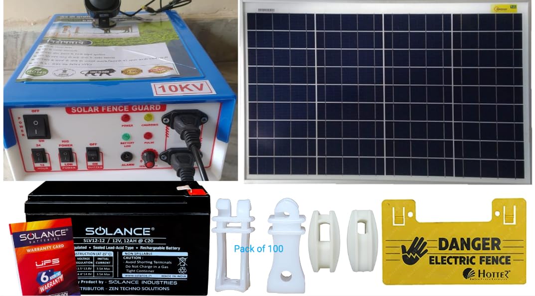 10kv DC Solar Fencing Zatka,jhatka Machine Set(Machine,12 ah Battery ...