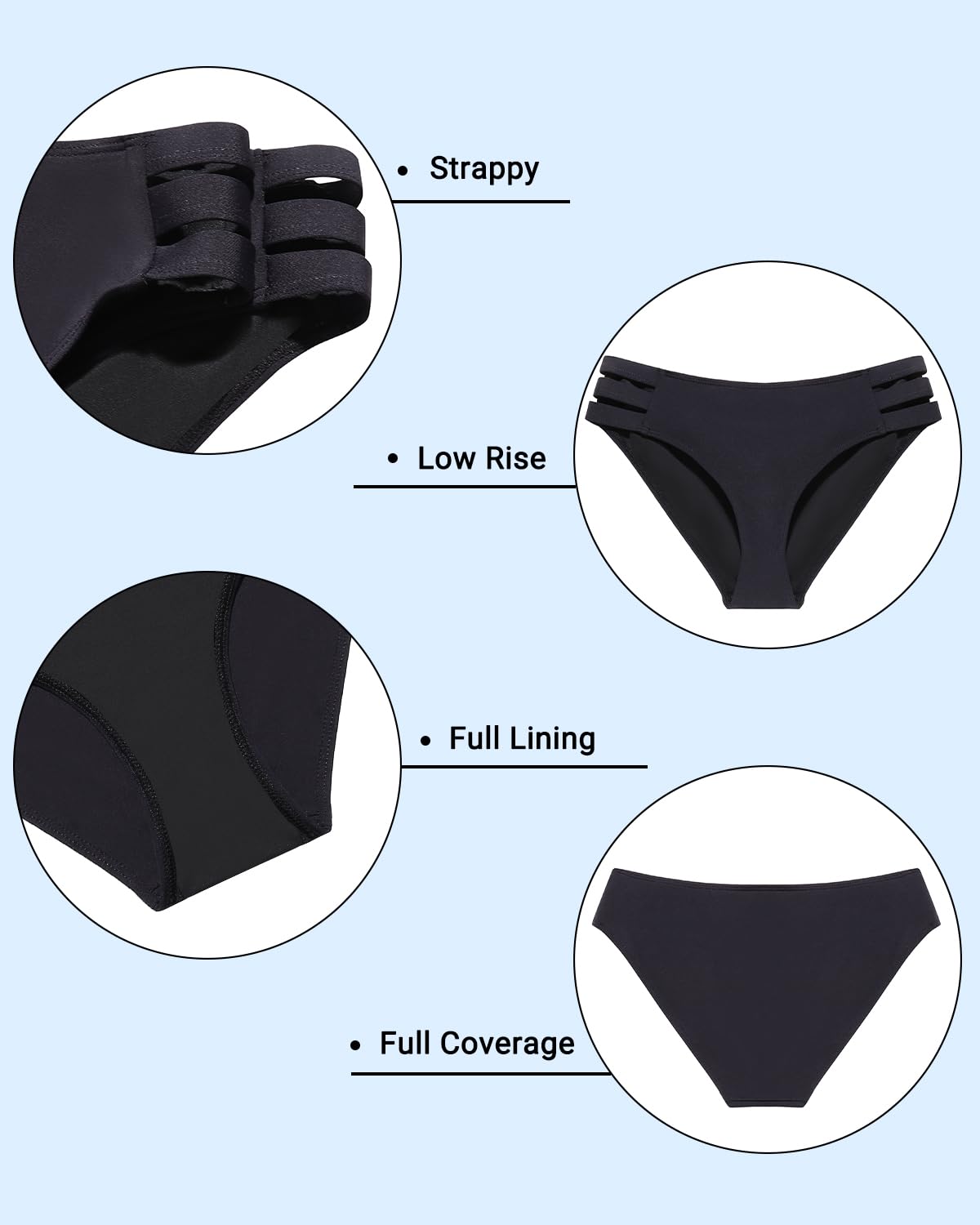 Snapklik.com : Women Standard Strappy Bikini Bottoms Full Coverage ...