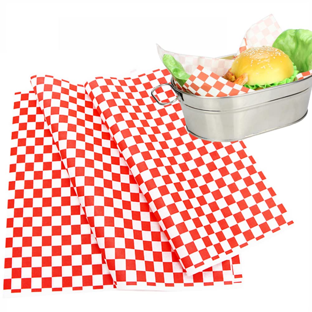VASANA 100 Sheets Red and White Checkered Food Wrapping Papers 12x12 ...