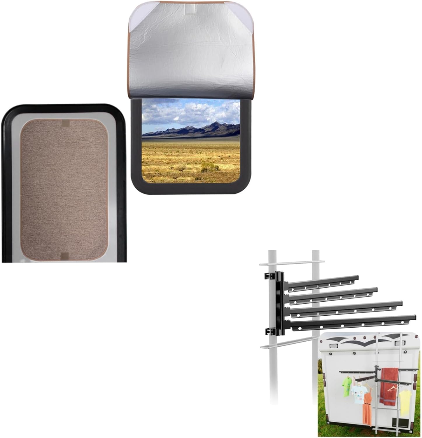 Amazon.com: 16"x25" RV Door Window Shade Cover + Aluminum RV Clothes ...