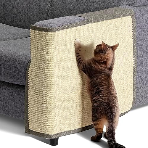 HAOZAIKEJI Cat Scratcher Mat Sofa Protector Natural Sisal Cat ...