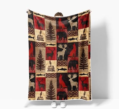 Amazon.com: Uokiuki Rustic Cabin Throw Blankets, Farmhouse Country ...