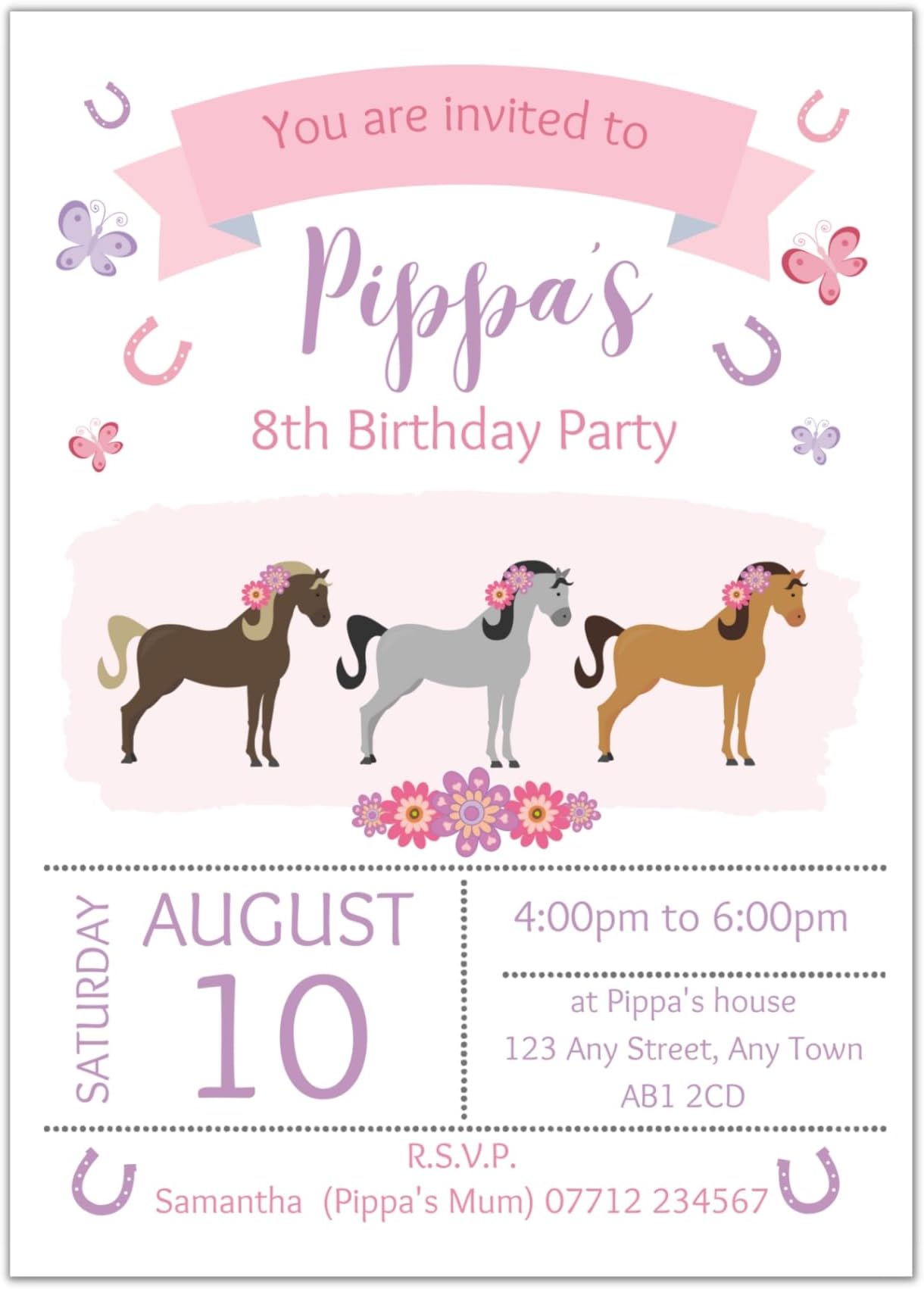 Love To Cherish Personalised Horse Riding Party Birthday Invitations ...