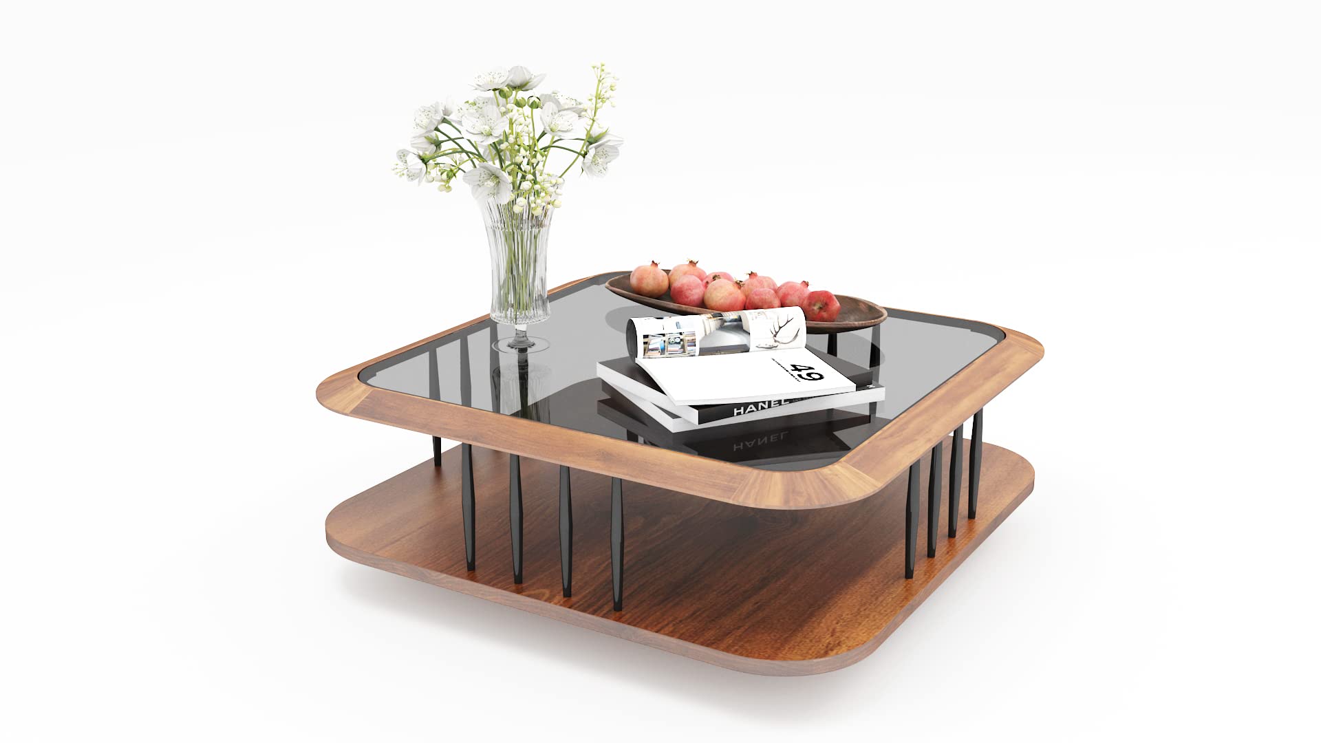 PARTH DESIGNS Scott Teak Wood & Glass Top Coffee Table/Center Table/Tea ...