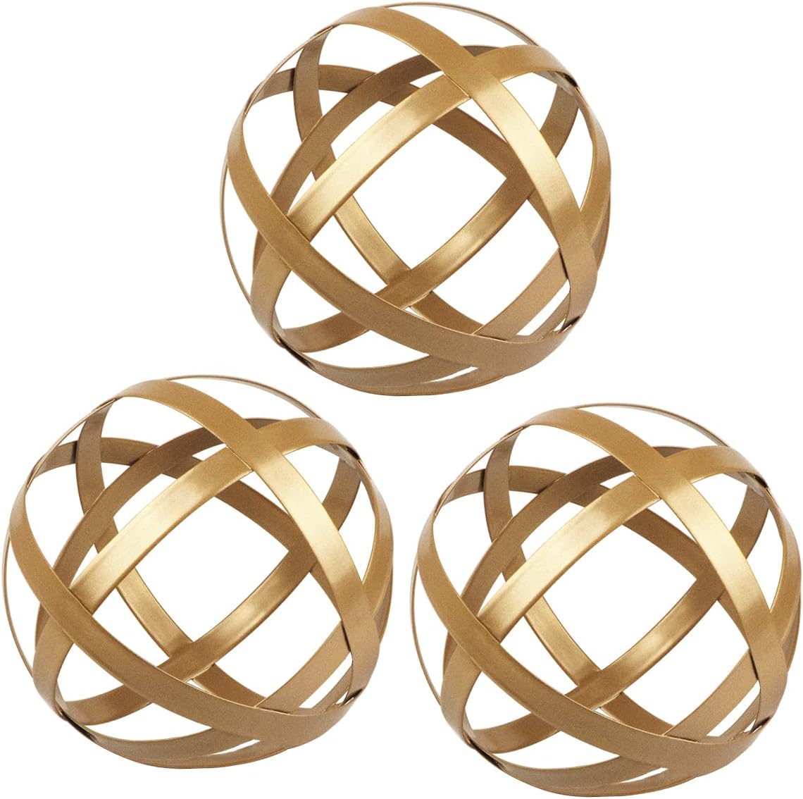 Amazon.com: YIYA Gold Decorative Sphere Set of 3 - Metal Ball ...