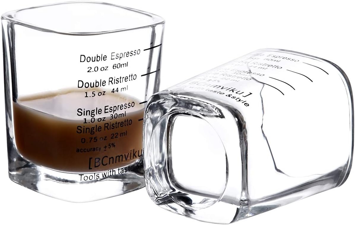 Espresso Shot Measuring Liquid Heavy Glass Cup for Baristas 2oz 1,8" x ...