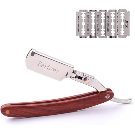 Amazon.com: Zertone Straight Edge Razor Natural Wood Scale with 5 ...