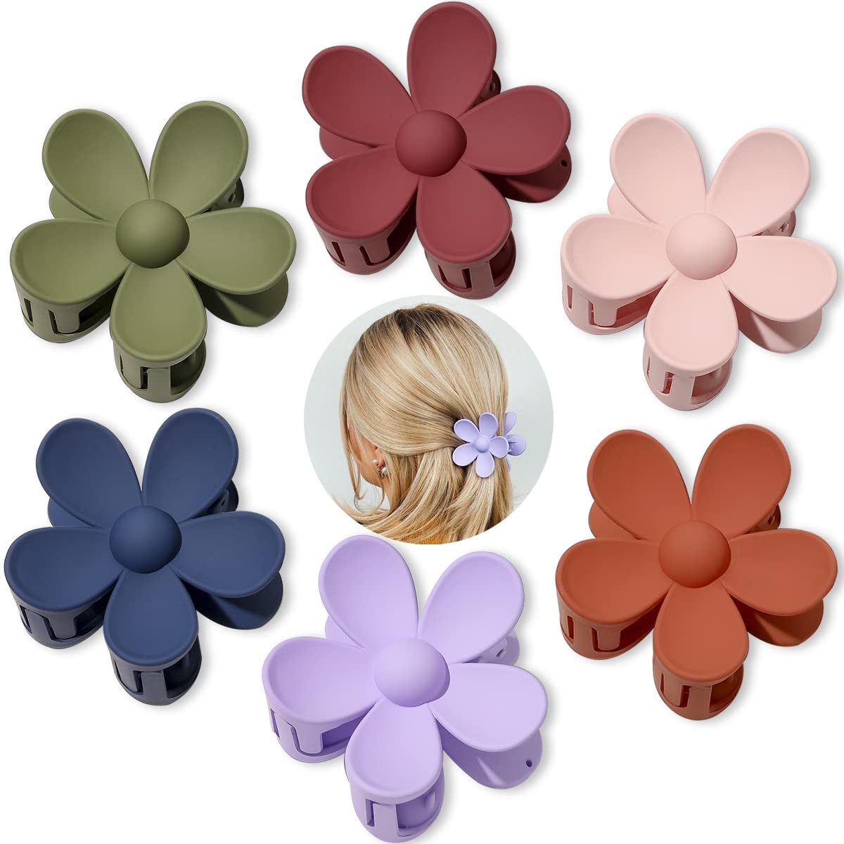 Amazon.com : 6 Pieces Large Flower Hair Clips Cute Daisy Hair Claw ...
