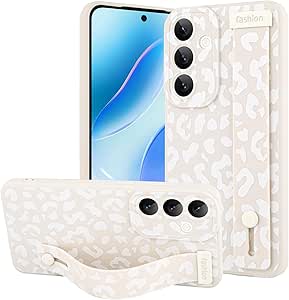 Amazon.com: OOK Compatible with Samsung Galaxy S25 Plus Leopard Case with Wrist Strap, White ...