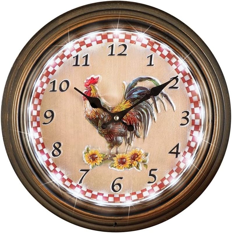 Amazon.com: Lighted Rooster Wall Clock with Remote Control 11.75 X 1.75 ...