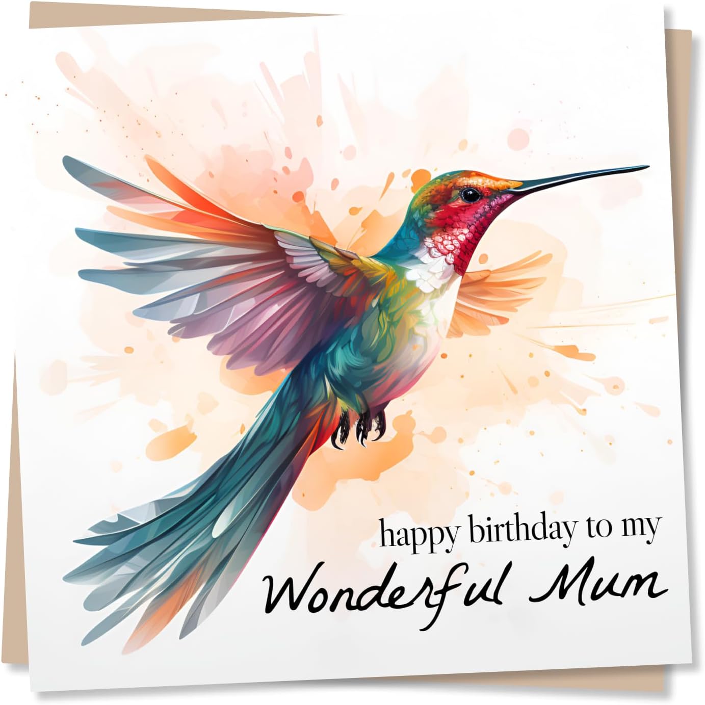 Happy Birthday Card for Mum - Beautiful Multicolour Hummingbird Design ...