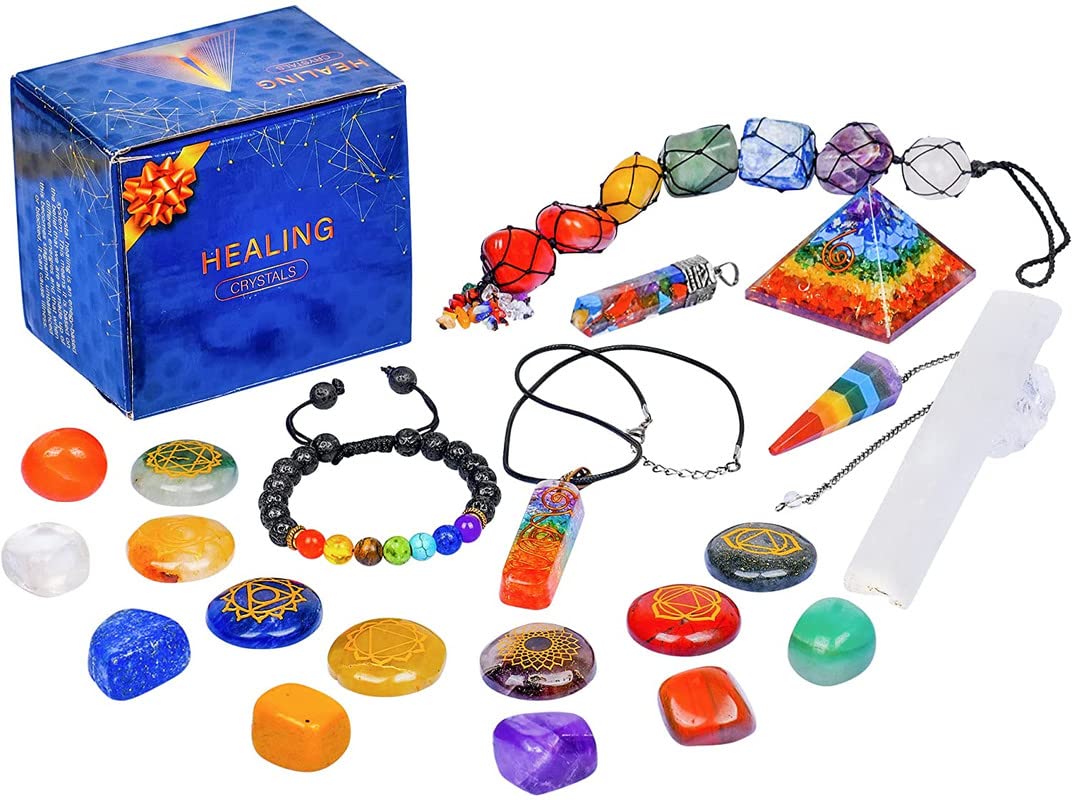 Buy GEMSTAR 7 Chakra Flower of Life Symbol Orgone Pyramid - Tumbled ...