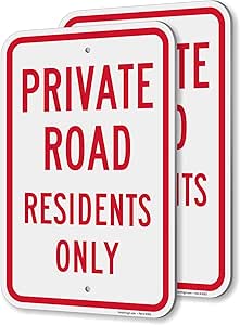 Amazon.com: SmartSign 2-Pack Private Road Residents Only Sign - 18 x 12 ...