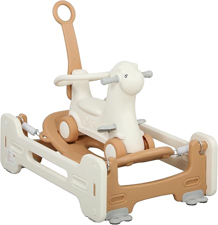 Qaba 5 in 1 Rocking Horse for Toddlers 1-6 Years, Alpaca-Shaped Baby ...