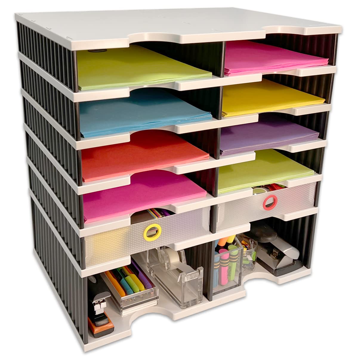 Amazon.com : Desktop Organizer 10 Letter Tray Sorter PLUS Riser Storage ...