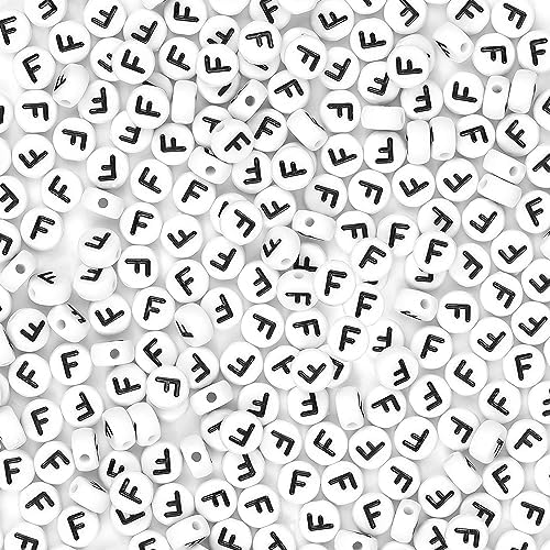 Amazon.com: Auvoau 300Pcs Letter Beads F 4X7mm White Alphabet Beads ...
