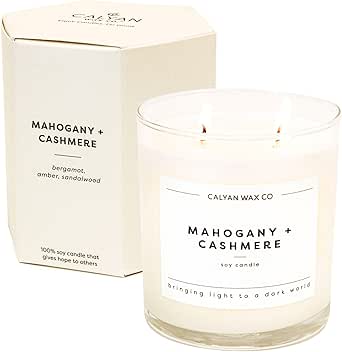 Amazon.com: Calyan Wax Co. Mahogany & Cashmere 2 Wick Scented Candle ...