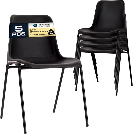 Stackable Chairs Set 5 pcs 46x45x36 cm- Durable Plastic Canteen Chairs ...