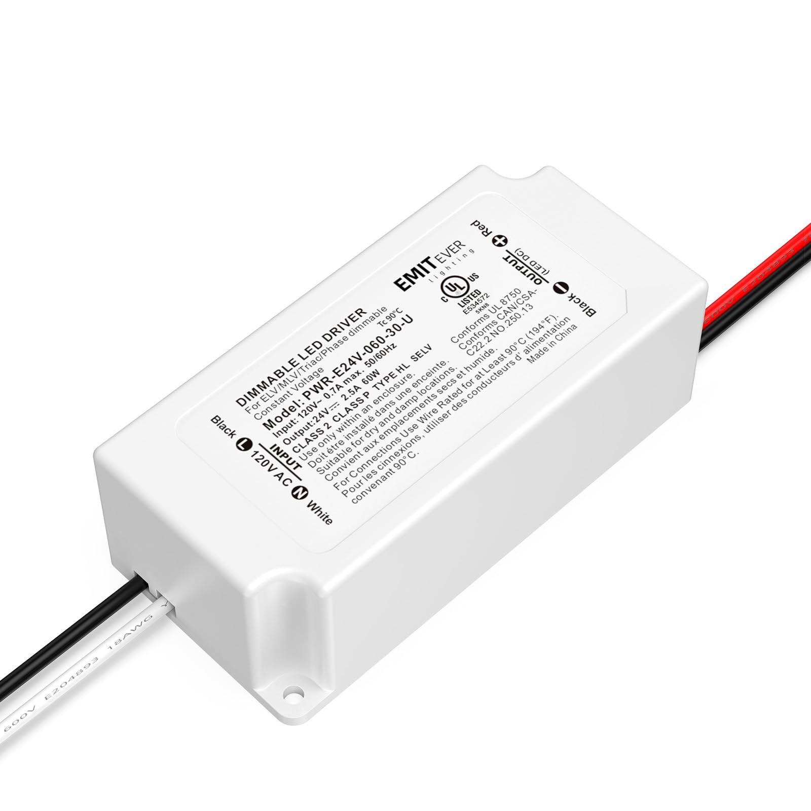 Snapklik.com : EMITEVER 60W Dimmable LED Driver,120VAC To 24VDC ...